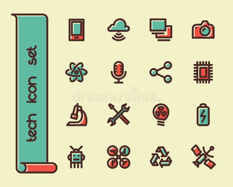 Fat Line Icons stock vector. Illustration of idea, connection - 58946523