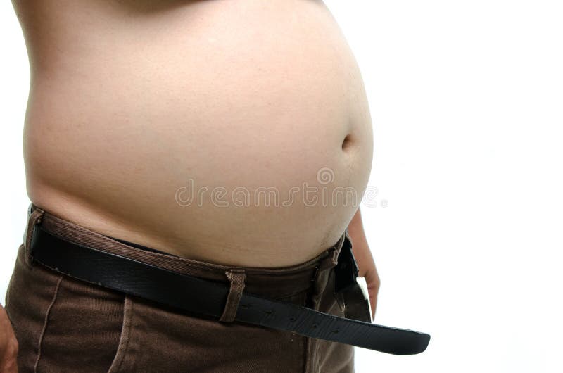 Fat Male Body Part on White Background Stock Image - Image of ...