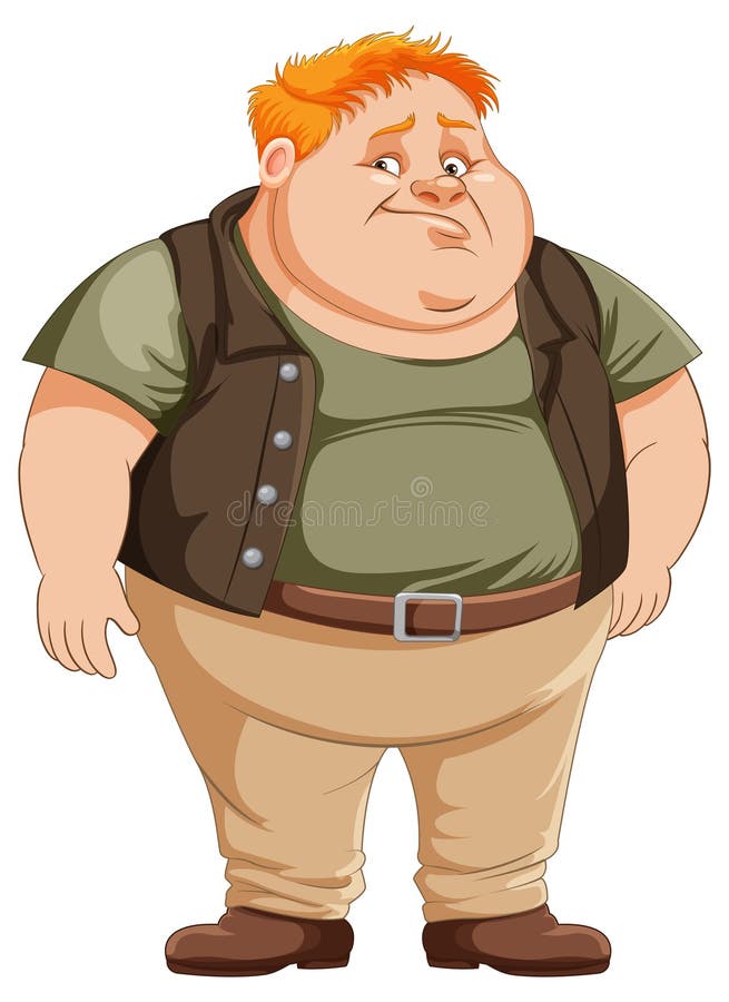 Set of Upset Fat Male Cartoon Character in Different Outfit Stock ...