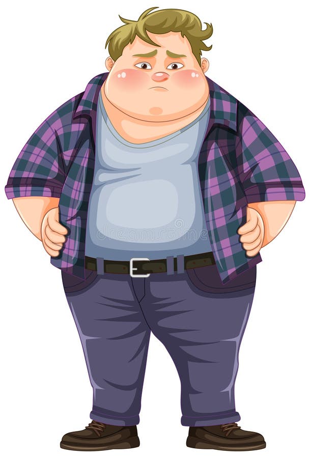 Set of Upset Fat Male Cartoon Character in Different Outfit Stock ...