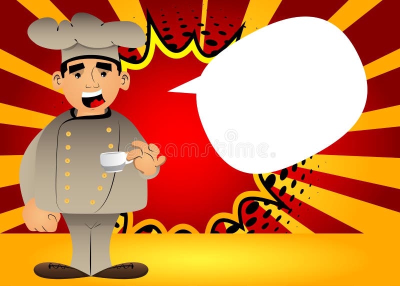 Chef in Uniform Drinking Coffee. Stock Vector - Illustration of coffee ...