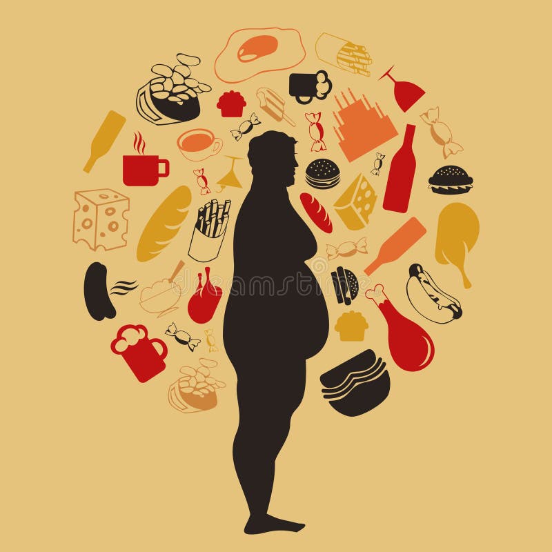 Fat man stock vector. Illustration of cheese, meal, wine - 28300824