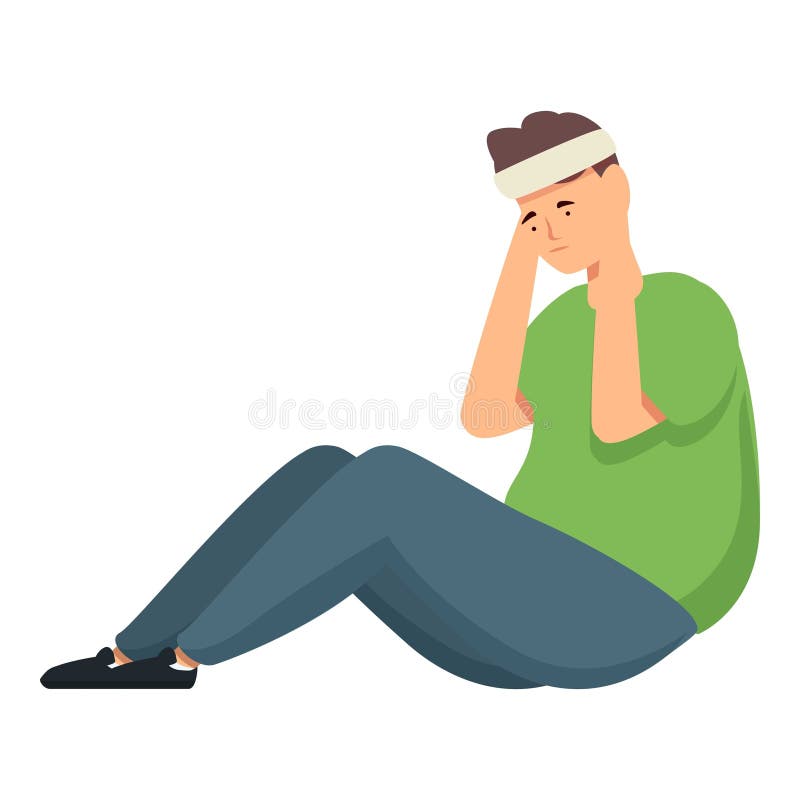 Fat Man Abs Training Icon Cartoon Vector. Gym Workout Stock Vector ...