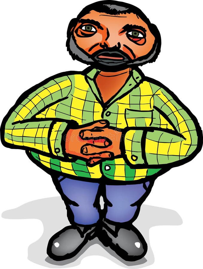 Fat Man with a Beard in a Striped Shirt Stock Illustration ...