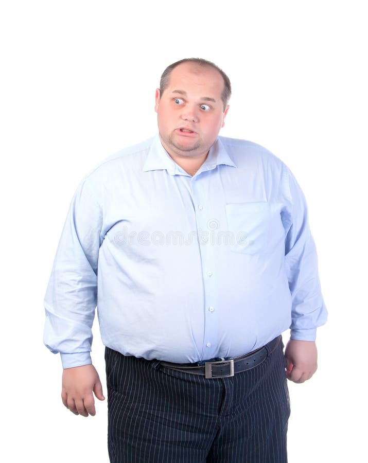 Fat Man in a Blue Shirt, Contorts Antics Stock Photo - Image of emotion ...