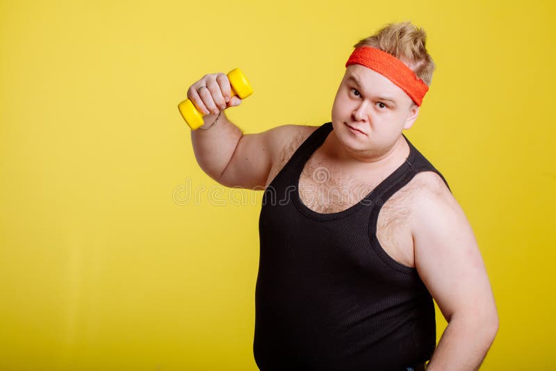 Fat Man Boxing and Looking Camera Stock Photo - Image of hang, fighter ...