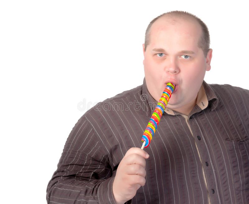 Fat Man Enjoying a Lollipop Stock Photo - Image of glutton, hard: 27228510