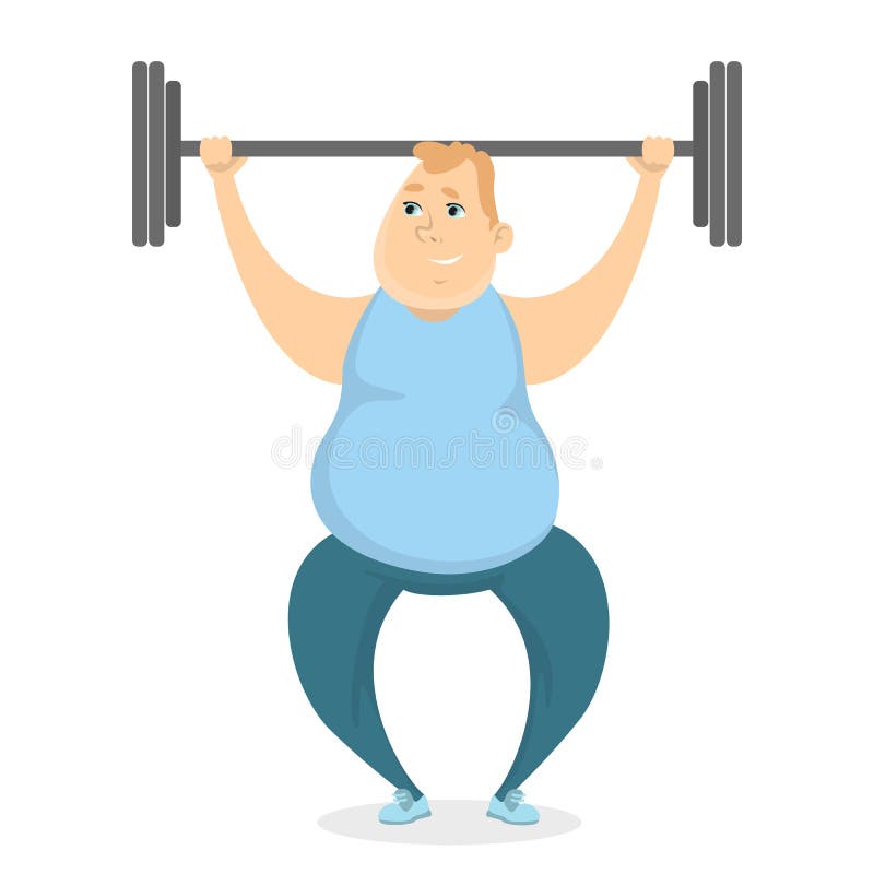 Fat man exercising. stock vector. Illustration of size - 111953378