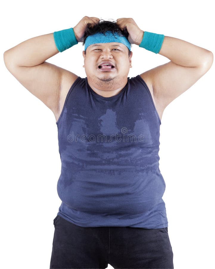 Fat Man Expressing Stressful Stock Photo - Image of emotional, isolated ...