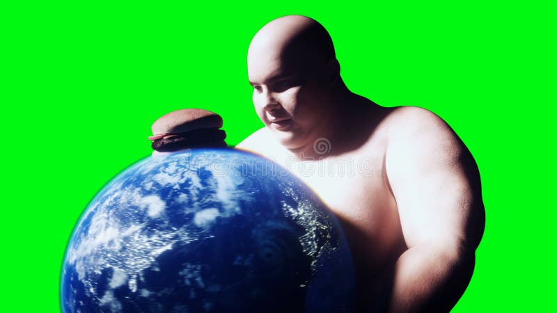 The Fat Man Holds the Earth in His Hands. Obesity Problem Concept ...