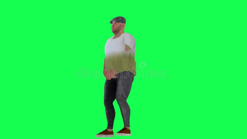 Fat Man Lifting Heavy Object from Right View on Green Screen Stock ...