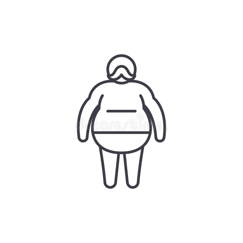 Fat Man Line Icon Concept. Fat Man Vector Linear Illustration, Symbol ...
