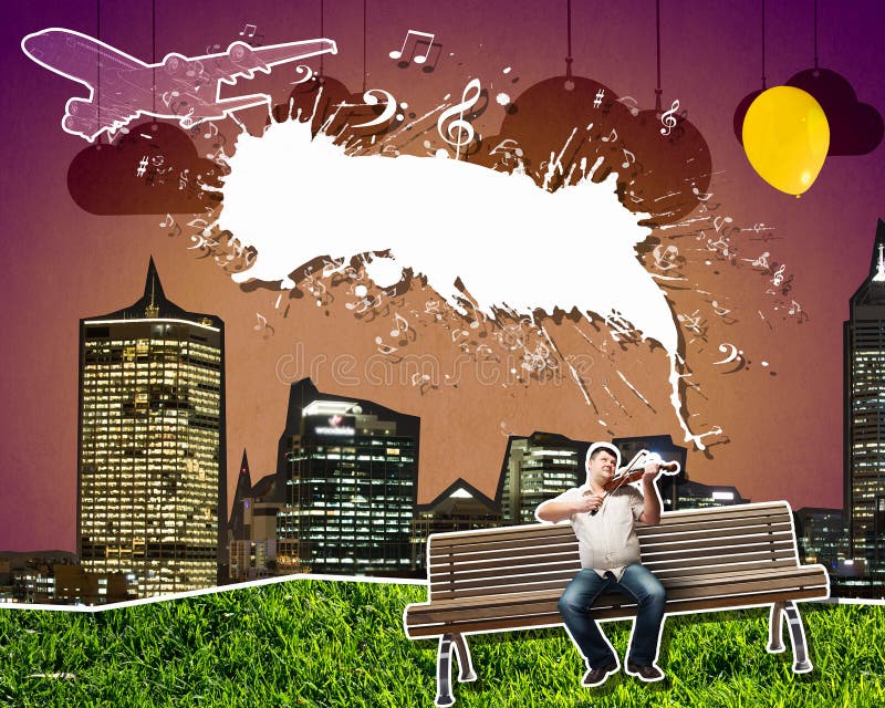 Fat man play violin stock image. Image of intelligence - 57135419