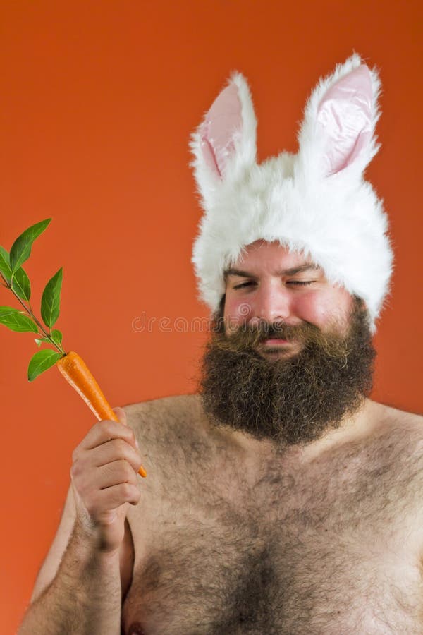 Fat Man Rabbit Ears stock image. Image of rabbit, beard - 62557951