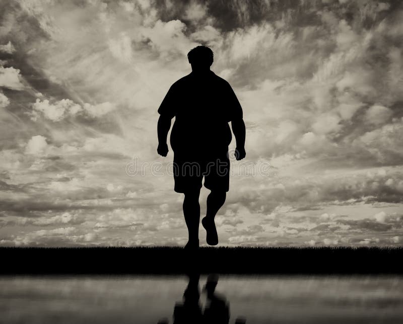 Fat Man and Reflection in River Black and White Stock Photo - Image of ...
