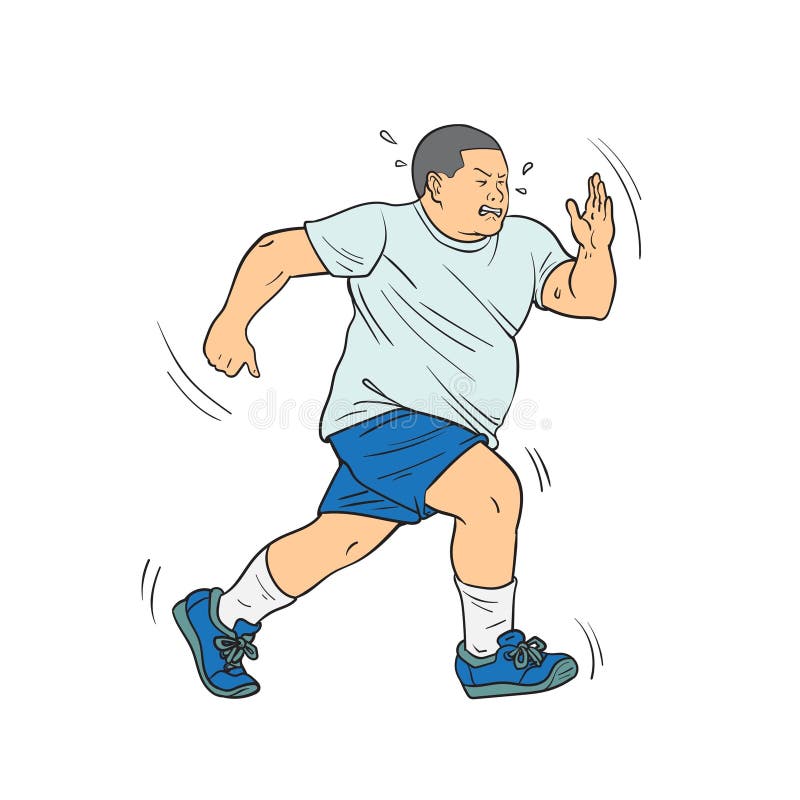 Fat Man Running Vector Illustration Stock Vector - Illustration of ...