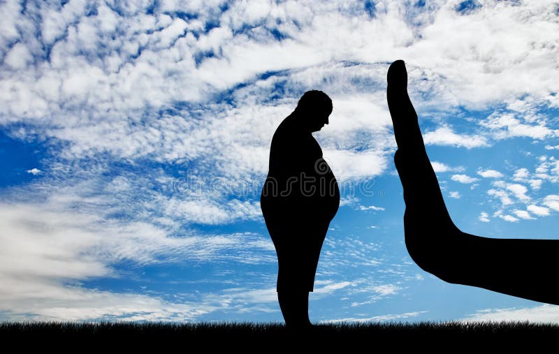 Fat Man Sad and Gesture Stop Hand Stock Illustration - Illustration of ...
