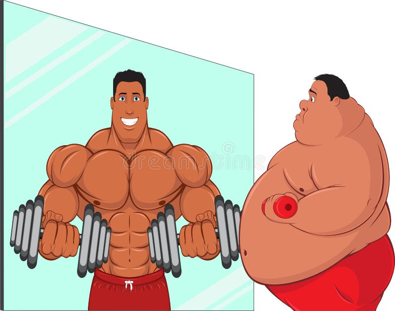 Fat Man Sees Possibilities In Mirror Royalty Free Stock Photography ...