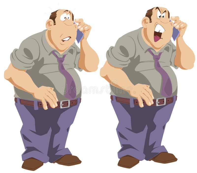 Fat Man Talking on Phone. Funny People Stock Vector - Illustration of ...