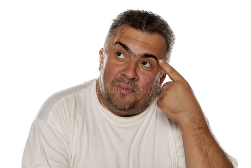 Fat man thinking stock photo. Image of happy, thinking - 87076386