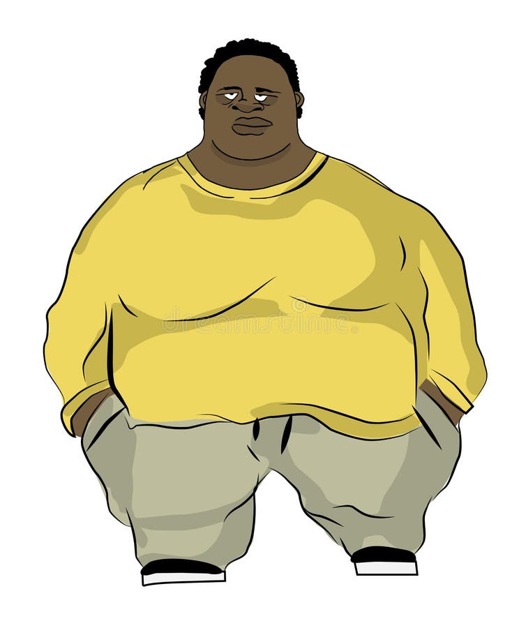 Fat Man in Wide Clothing. Vector Illustration Stock Vector ...