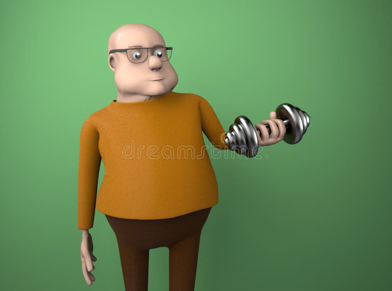 Fat Man Work Out with Dumbbells,3d Render Stock Illustration ...