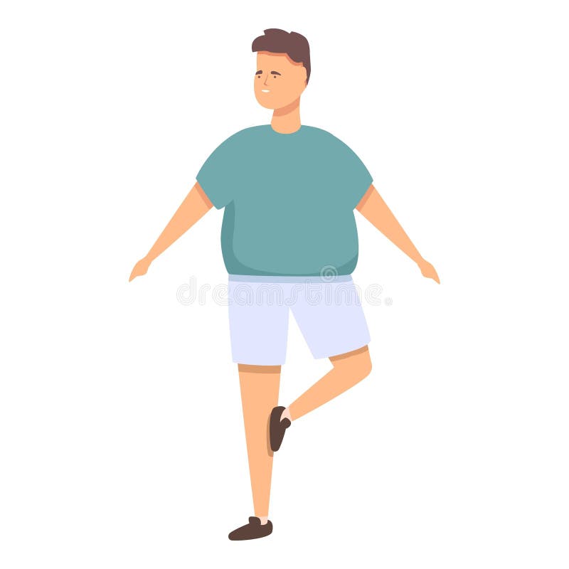 Fat Man Workout Exercise Icon Cartoon Vector. Gym Condition Stock ...