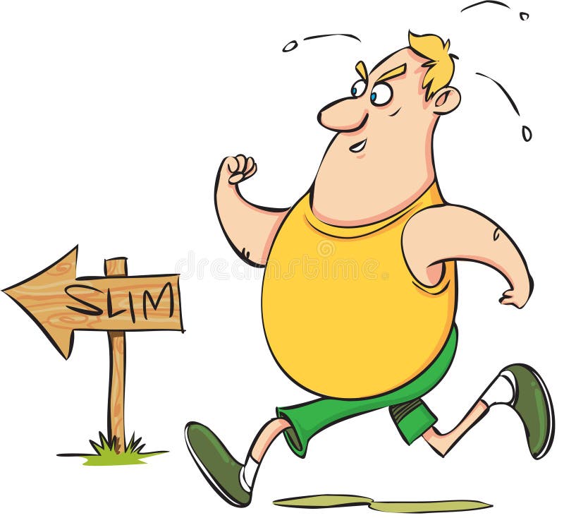 Fat Man Running Cartoon