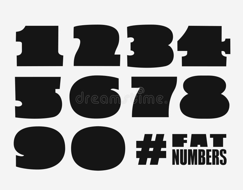 Fat Numbers Set in Black Shape Stock Vector - Illustration of logo ...