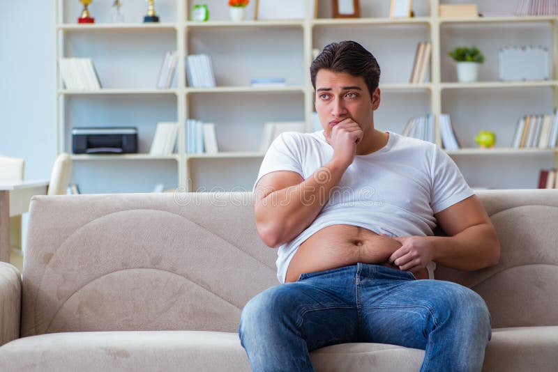 The Fat Obese Man in Dieting Concept Stock Photo - Image of diet ...