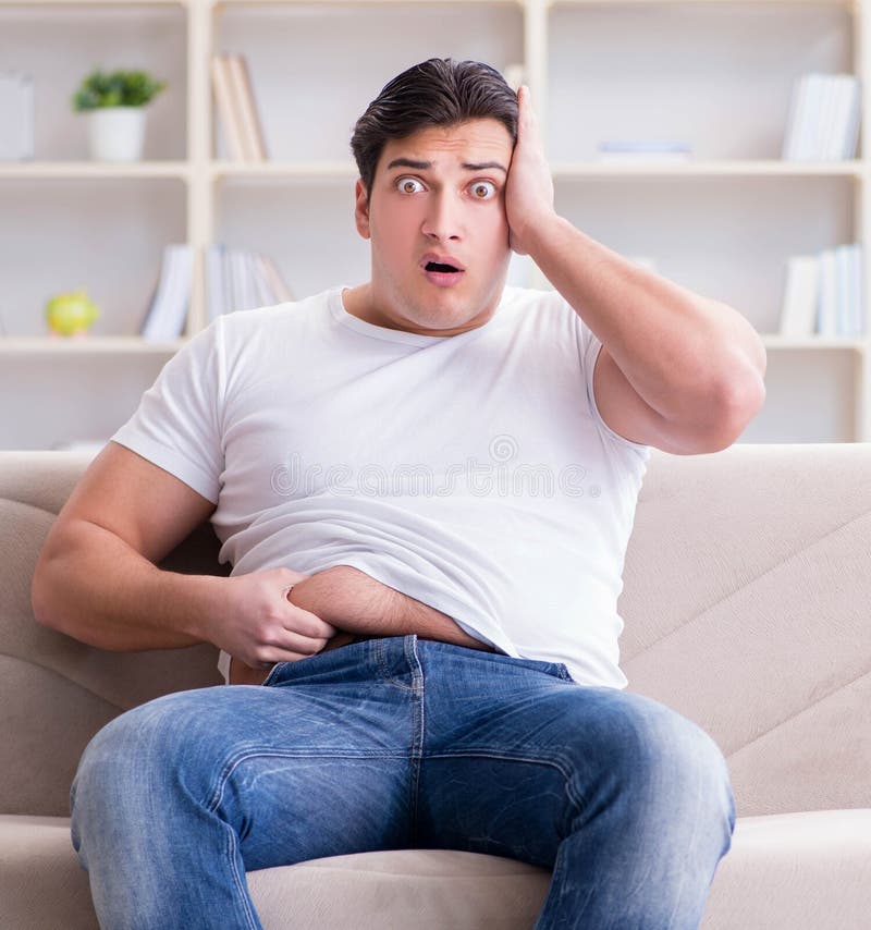 Fat Obese Man in Dieting Concept Stock Photo - Image of calories ...