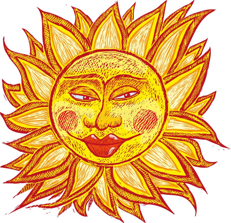 Fat old sun stock vector. Illustration of engraving, sunlight - 5957060