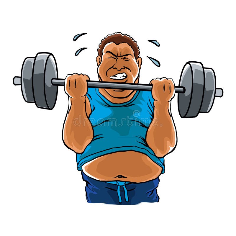 Fat Overweight Man with Dumbbell Stock Vector - Illustration of figure ...
