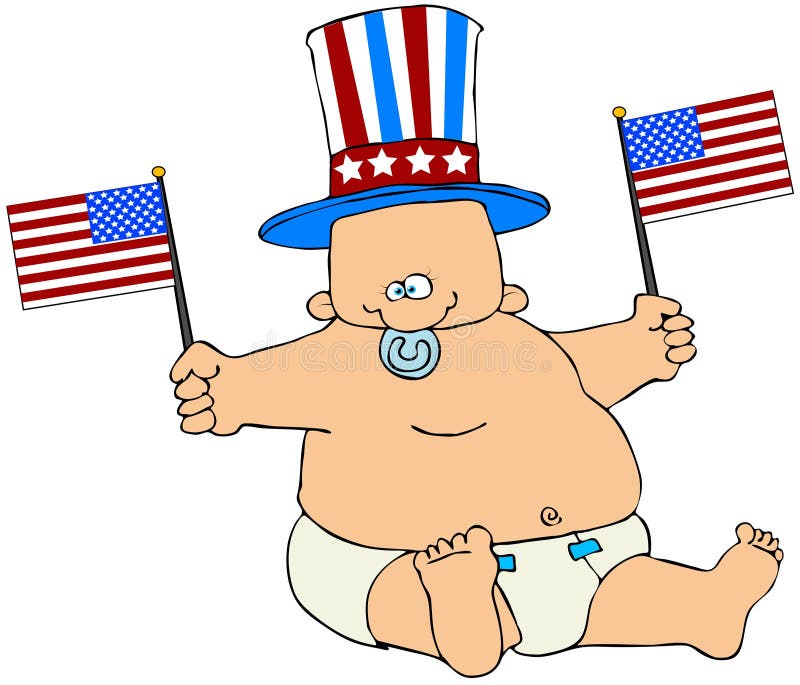 Fat Patriotic Baby stock illustration. Illustration of united - 9375708