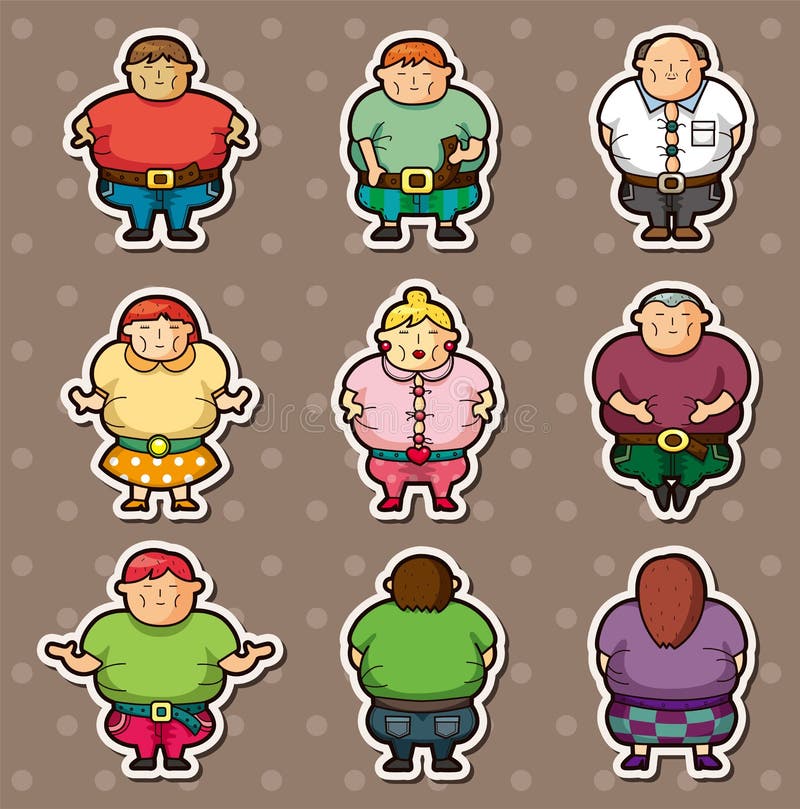 Fat people stickers stock illustration. Illustration of health - 26295005
