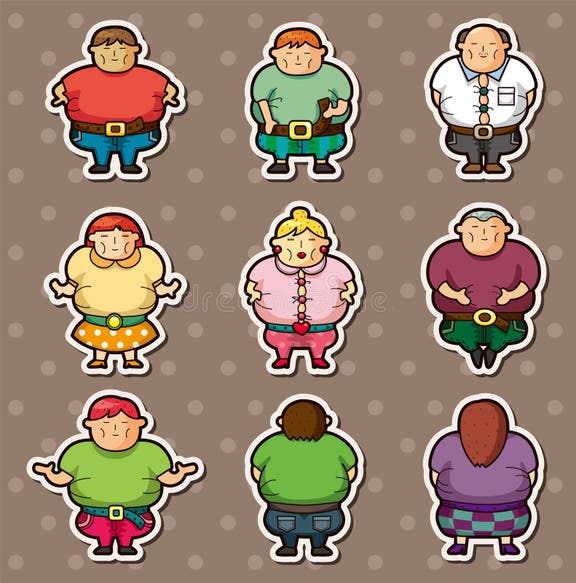 Fat people stickers stock illustration. Illustration of health - 26295005