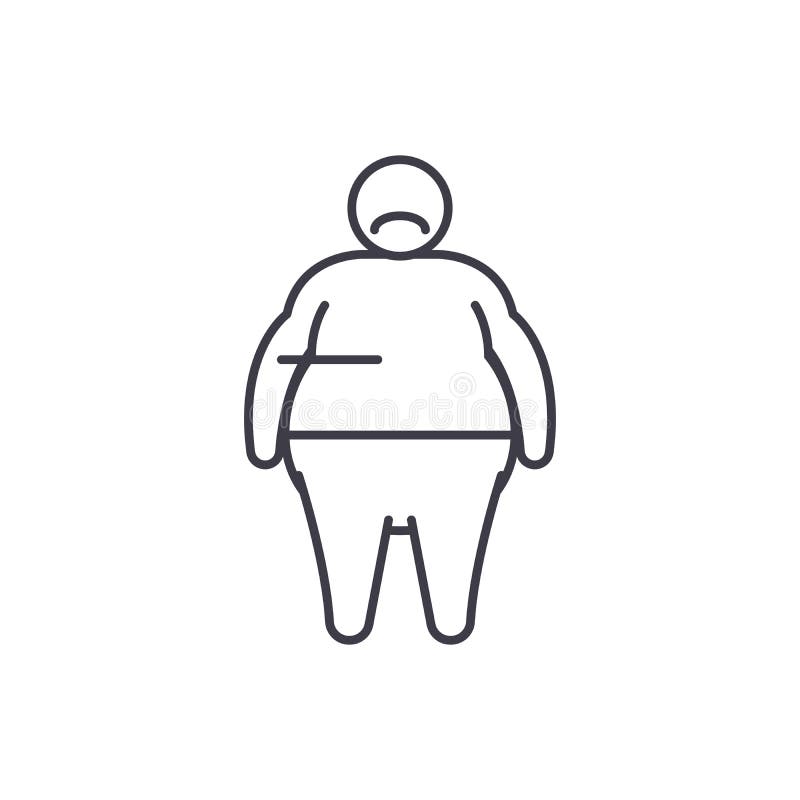 Fat Person Line Icon Concept. Fat Person Vector Linear Illustration ...