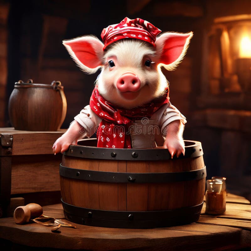 Fat pig at the bar counter stock illustration. Illustration of ...