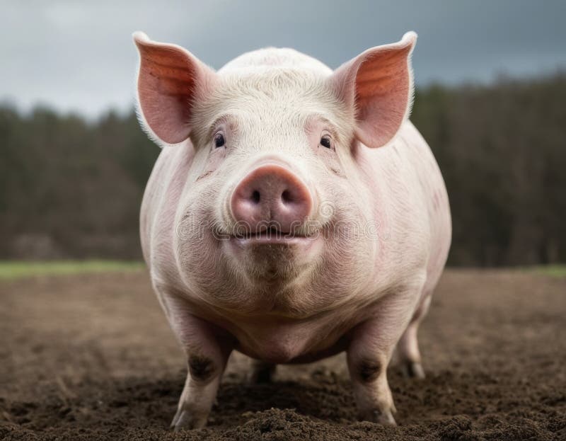 Fat pig in the farm stock illustration. Illustration of feeding - 347229155