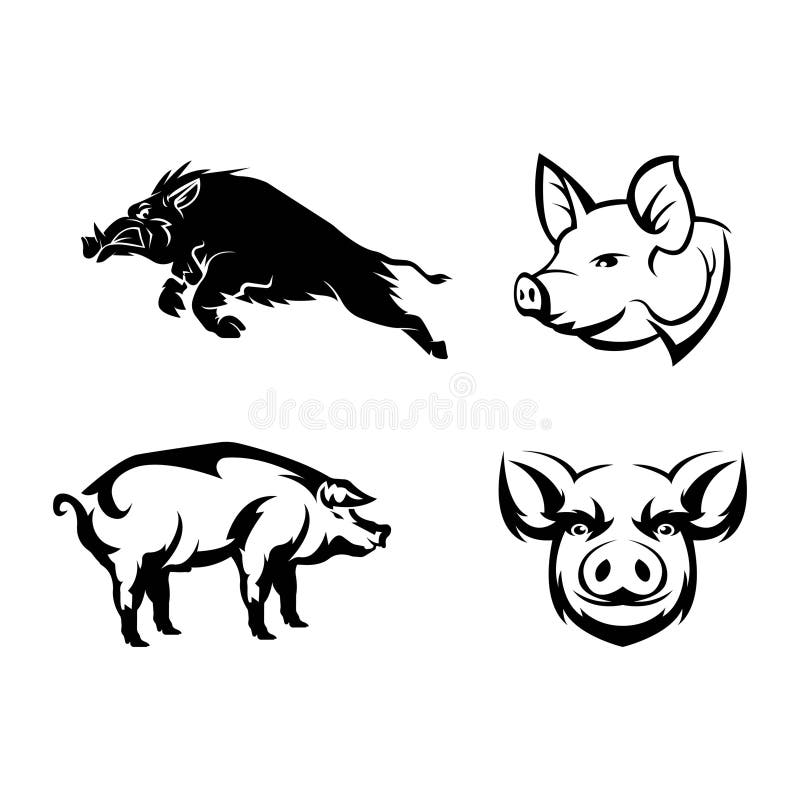 Fat Pig Logo Vector Simple Icon in Flat Design Stock Vector ...