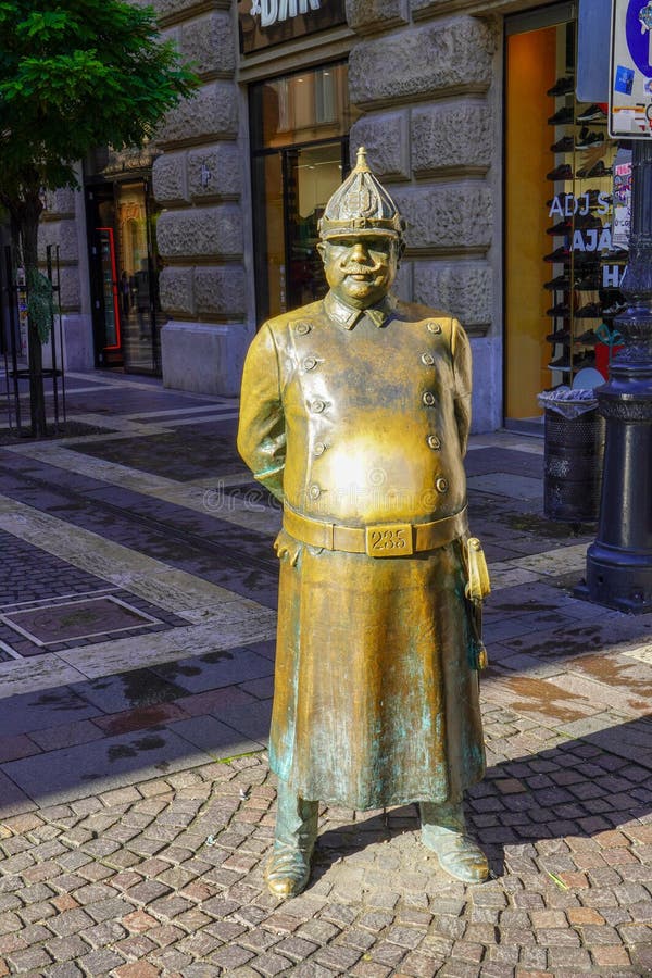 The Fat Policeman Statue in Budapest City, Hungary Editorial Stock ...