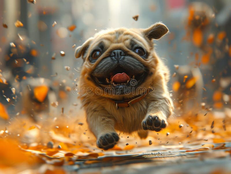A Fat Pug Dog Running Past the Art Direction Stock Photo - Image of ...