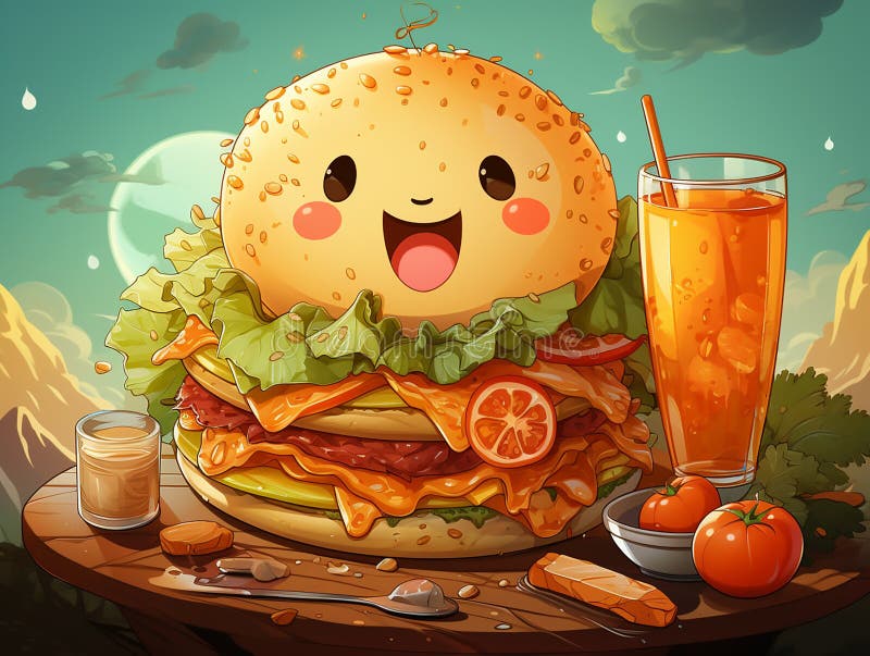 Illustration of Rabbit Eating Junk Food Stock Image - Image of mural ...