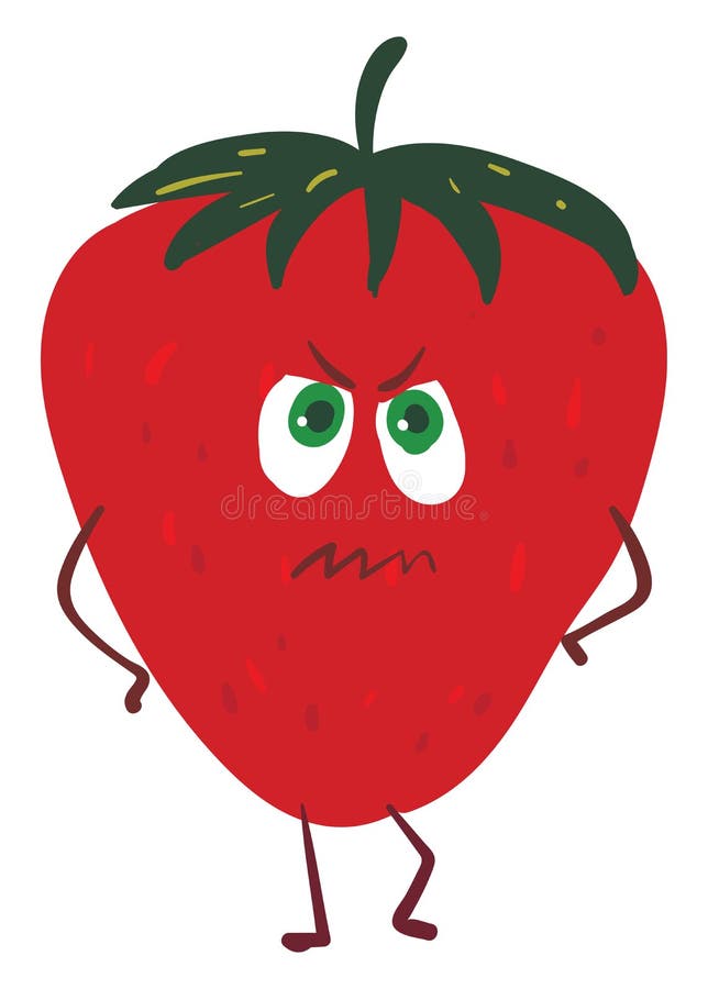 Strawberry Angry Emoji. Red Berry Evil Emotion Isolated Stock Vector ...