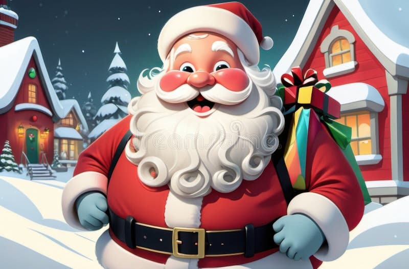 A Fat Santa Claus Bringing Present at 1-12-2024 Stock Illustration ...