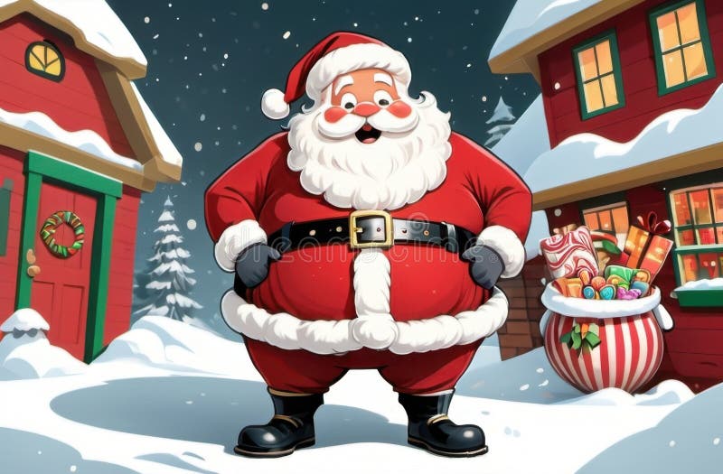 A Fat Santa Claus Bringing Present at 1-12-2024 Stock Illustration ...