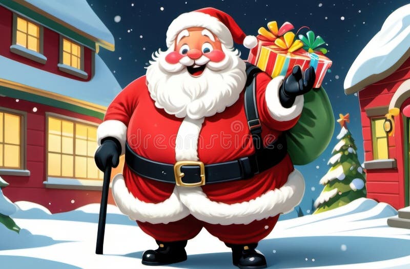 A Fat Santa Claus Bringing Present at 1-12-2024 Stock Illustration - Illustration of santa ...