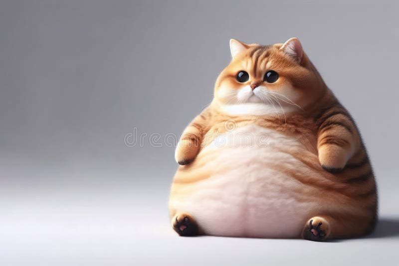 A Fat, Sitting Cat. Space for Text. Stock Illustration - Illustration ...