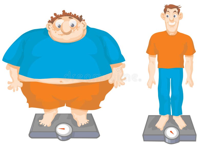 Fat and Slim cartoon men. stock vector. Illustration of slim - 58806302