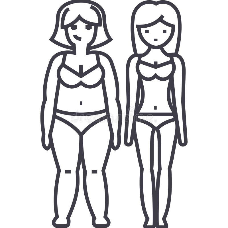 Illustration Of Fat And Slim Of Body Woman Stock Vector Illustration